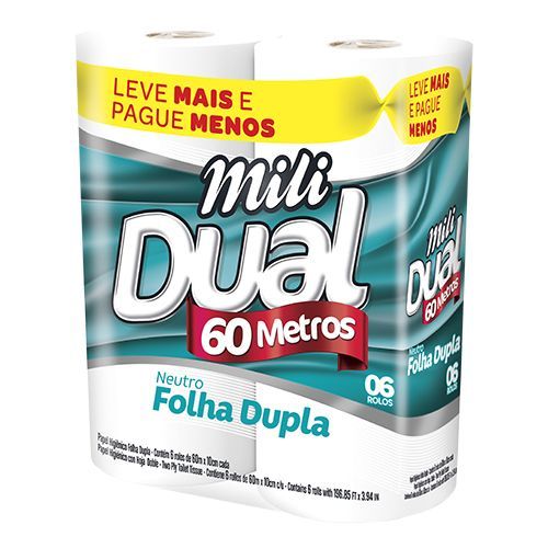 Papel Higiênico Mili Dual Folha Dupla Neutro 60m Com 6 Rolos - Hiper ...